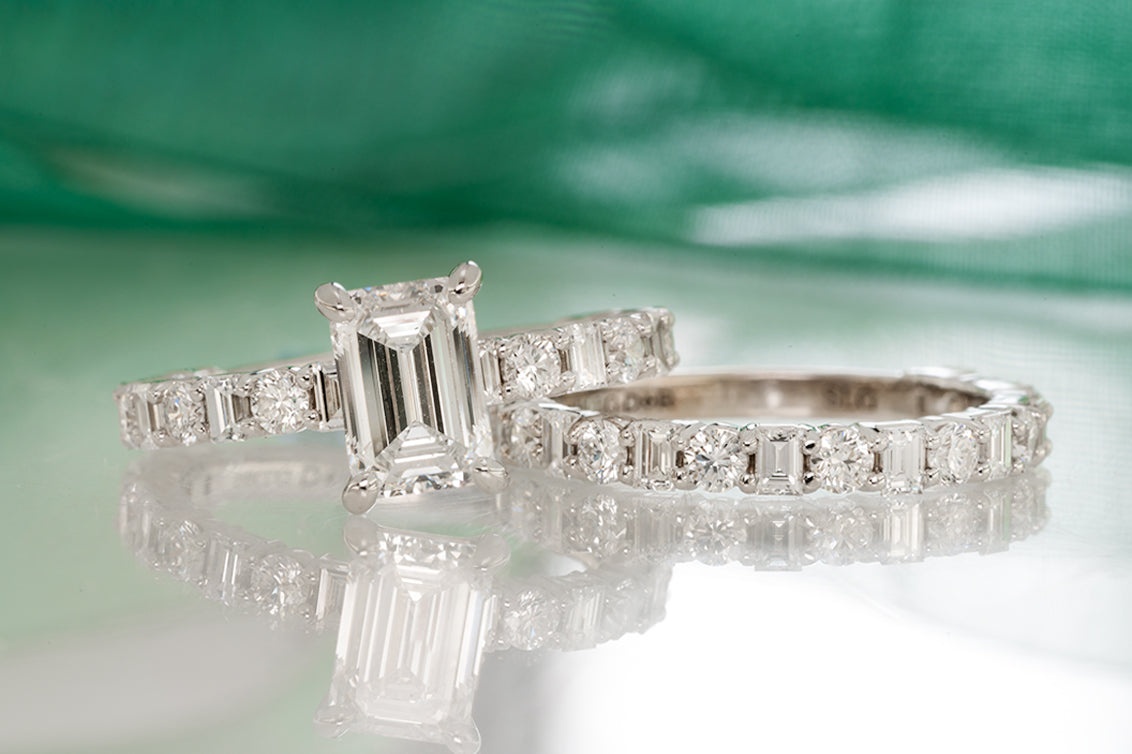 Emerald Cut Diamond Ring with Various Shaped Accents – Diamonds In Space